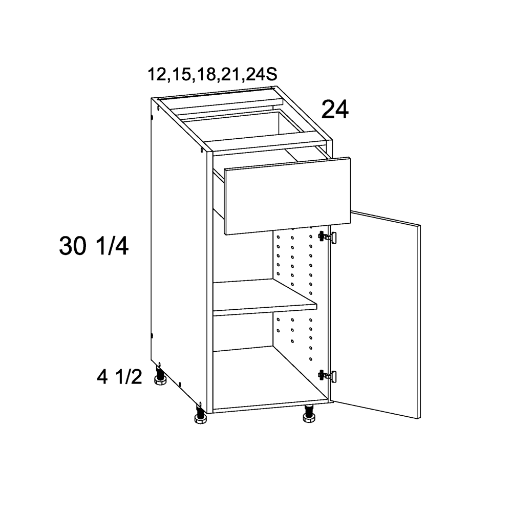 TWP-B12 - One Drawer One Door Bases - 12 inch
