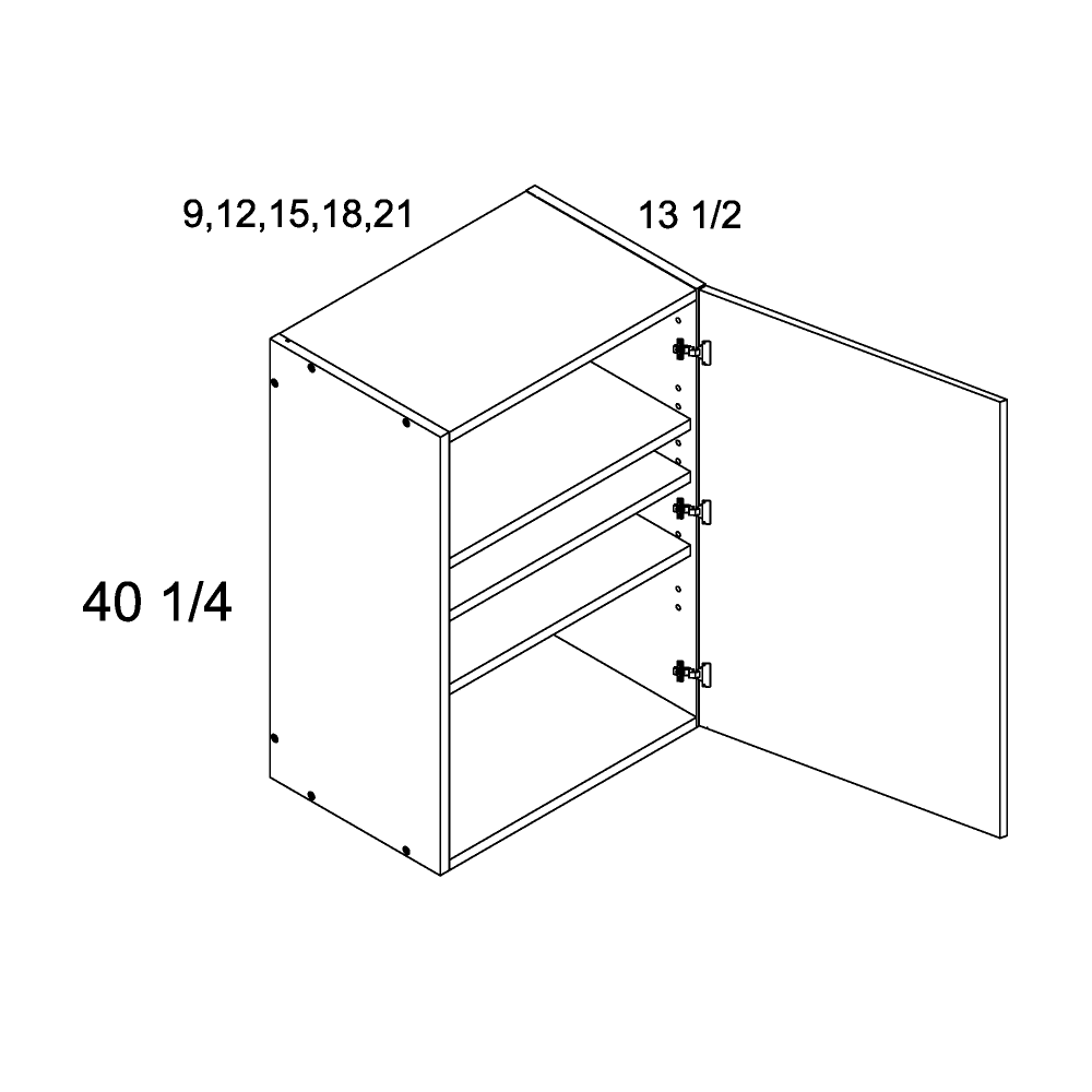 PGW-W1240 - 40 1/4" H One Door Wall Cabinets - 12 inch