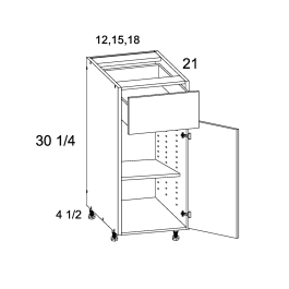 TWP-VB12 - One Drawer One Door Vanity Base - 12 inch